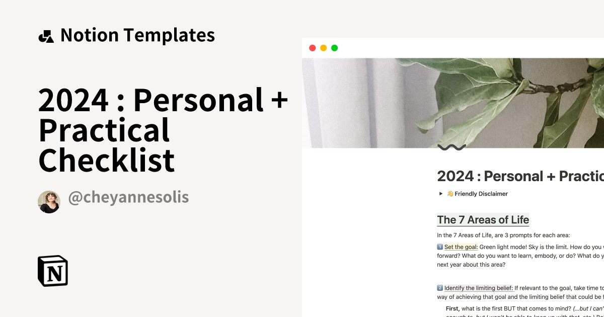 2024 : Personal + Practical Checklist Template by Cheyanne Solis ...