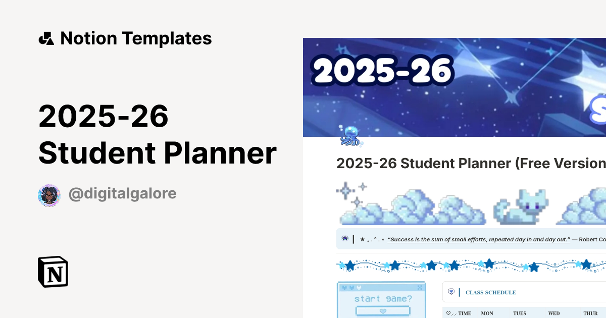 2025-26 Student Planner Template | Notion Marketplace
