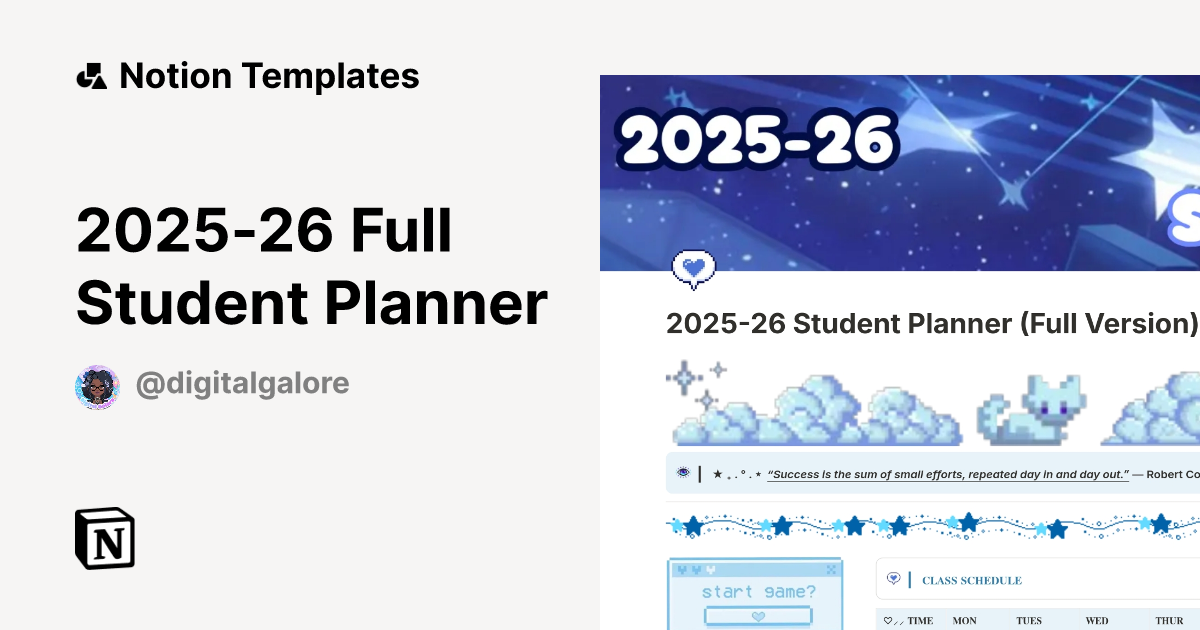 2025-26 Full Student Planner Template | Notion Marketplace