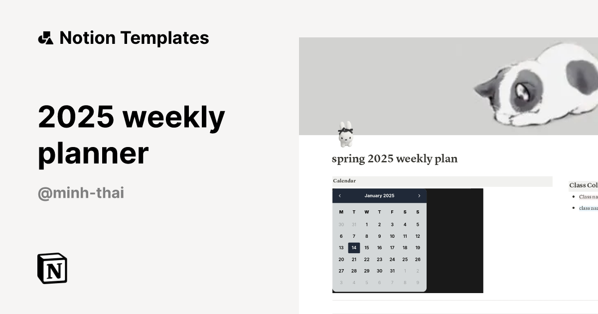 2025 weekly planner Template by minhie | Notion Marketplace