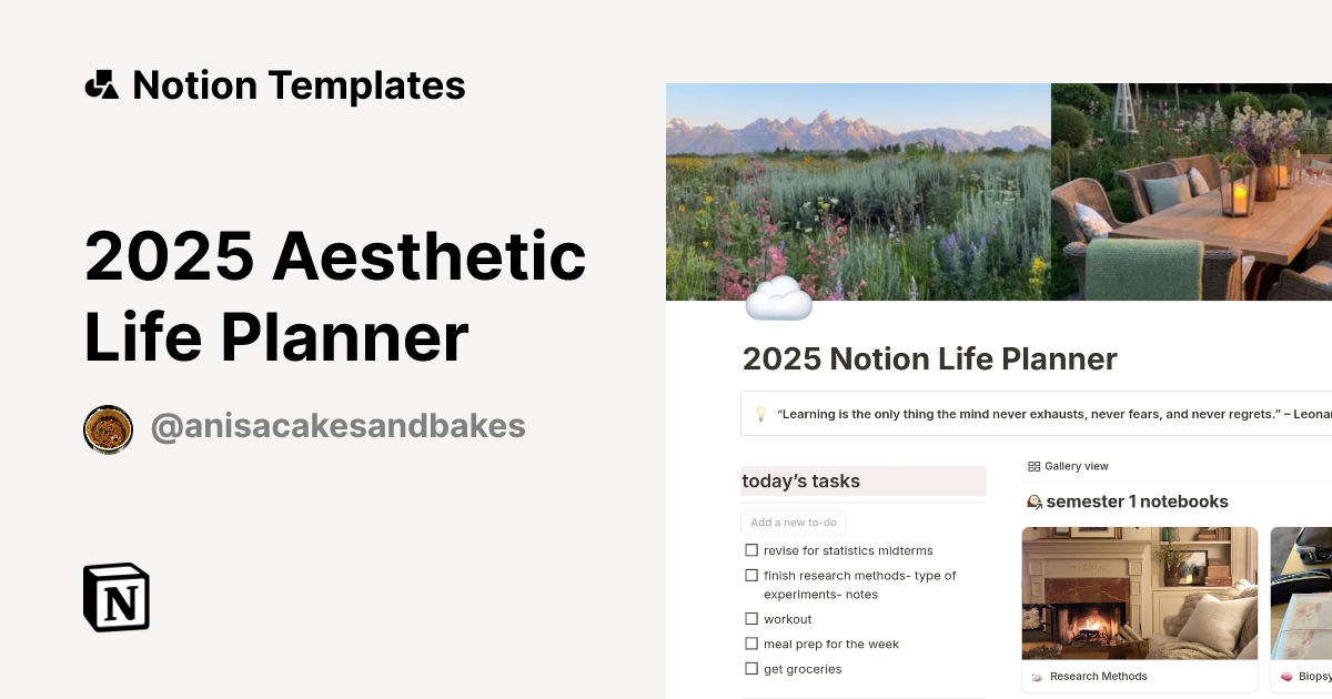 2025 Aesthetic Life Planner Template | Notion Marketplace
