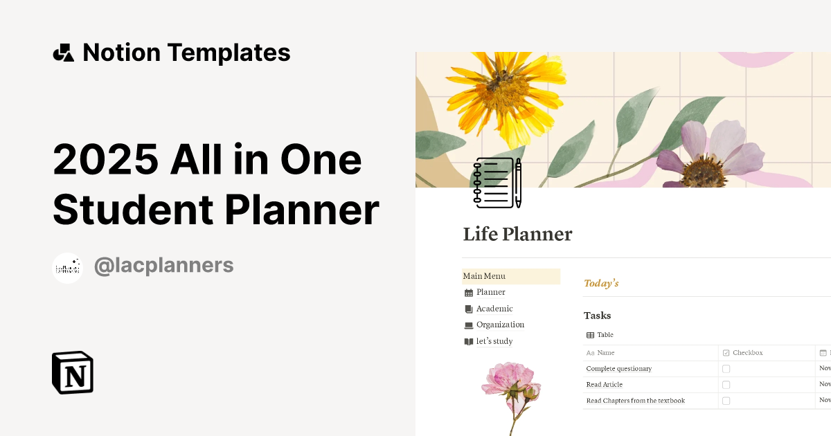 2025 All in One Student Planner Template | Notion Marketplace