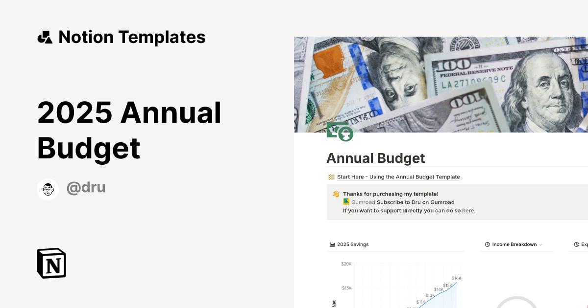 2025 Annual Budget Template by Dru | Notion Marketplace