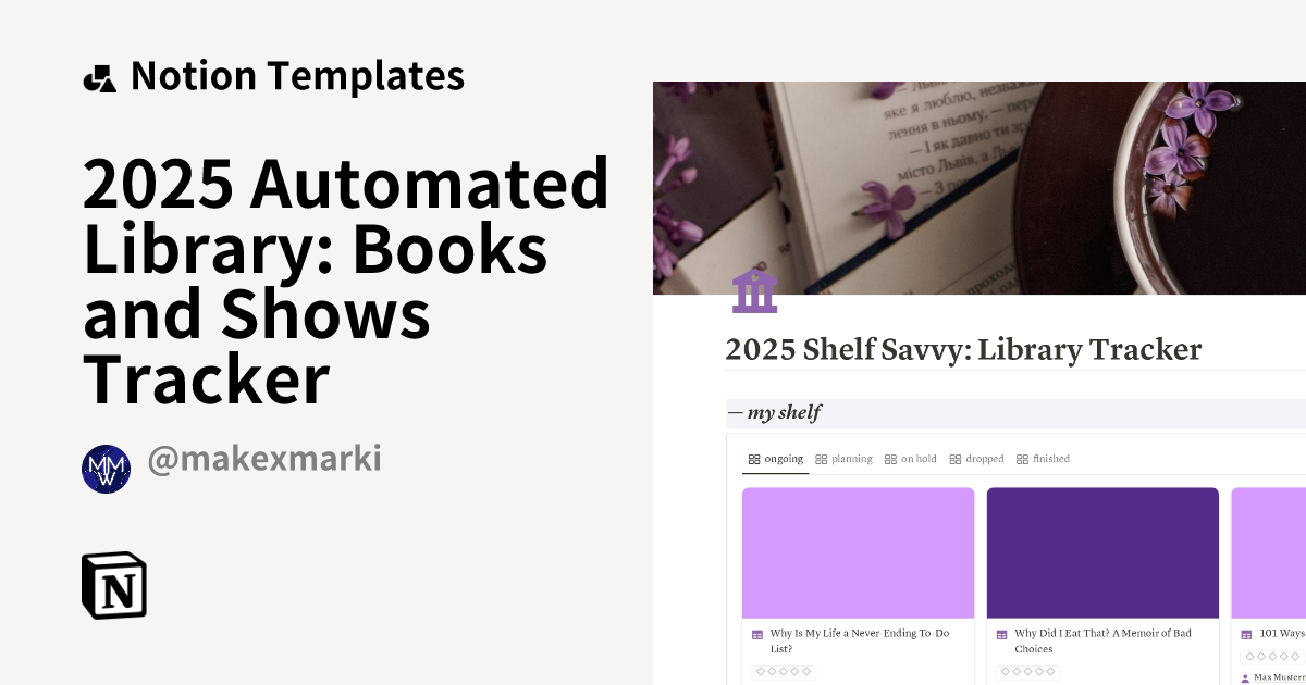 2025 Automated Library: Books and Shows Tracker Template by Make with ...