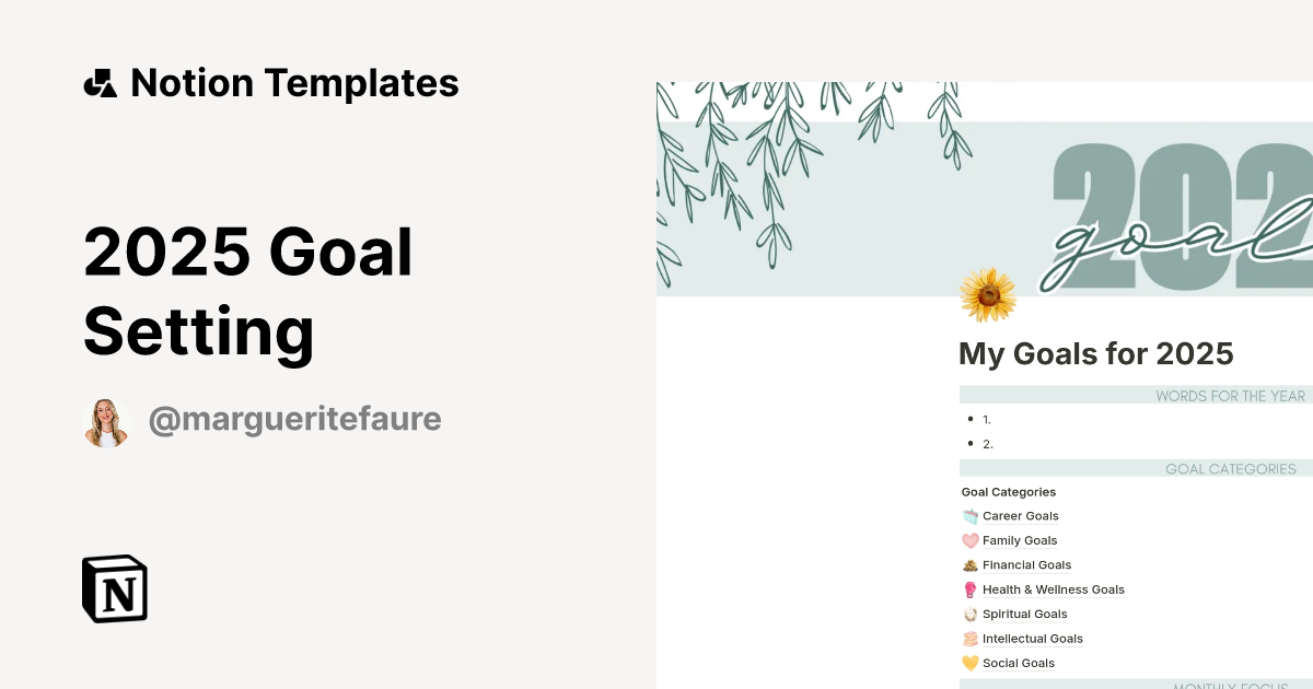 2025 Goal Setting Template | Notion Marketplace