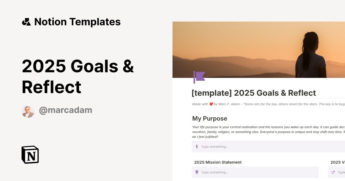 2025 Goals & Reflect Template by Marc F. Adam | Notion Marketplace