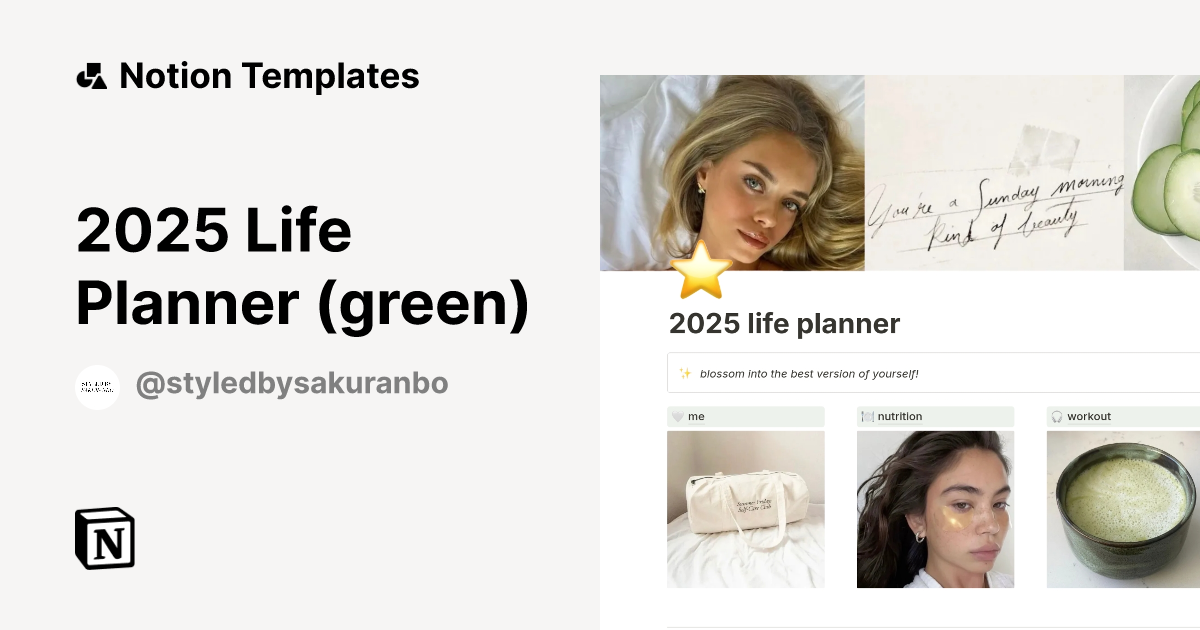 2025 Life Planner (green) Template by Styled by Sakuranbo | Notion ...
