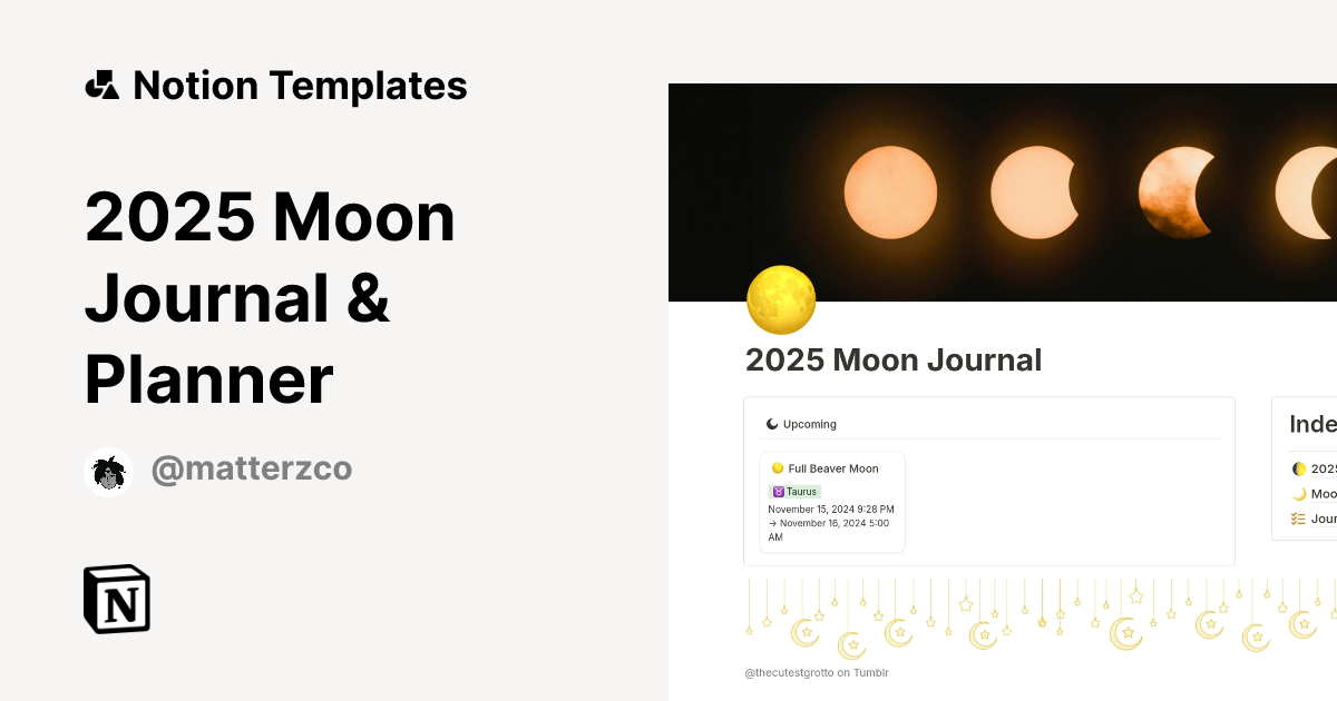 2025 Moon Journal & Planner Template by Matterz Co. | Notion Marketplace