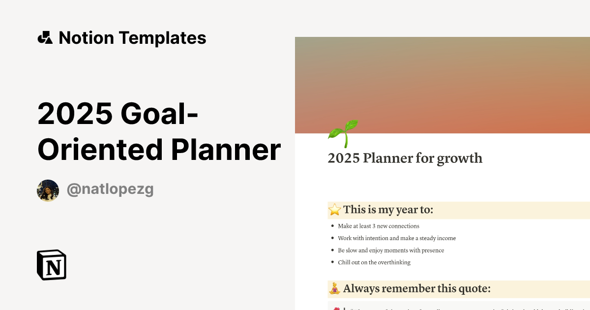 2025 Goal-Oriented Planner Template by Nat Lopez | Notion Marketplace