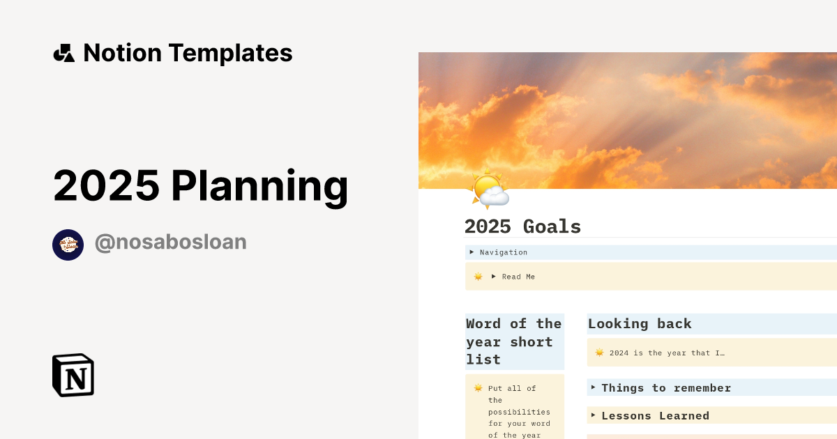 2025 Planning Template | Notion Marketplace