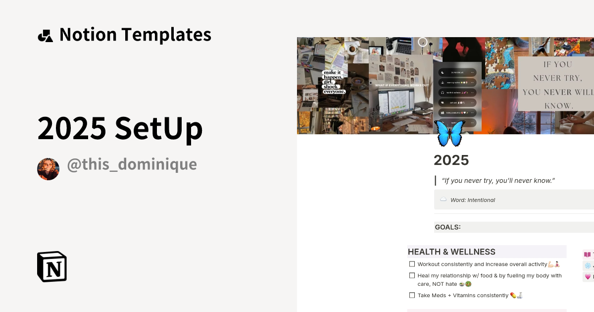2025 SetUp Template by Dominique | Notion Marketplace