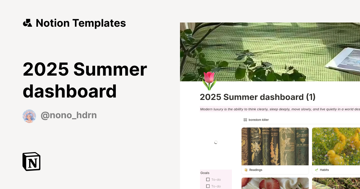 2025 Summer dashboard Template by Nono | Notion Marketplace