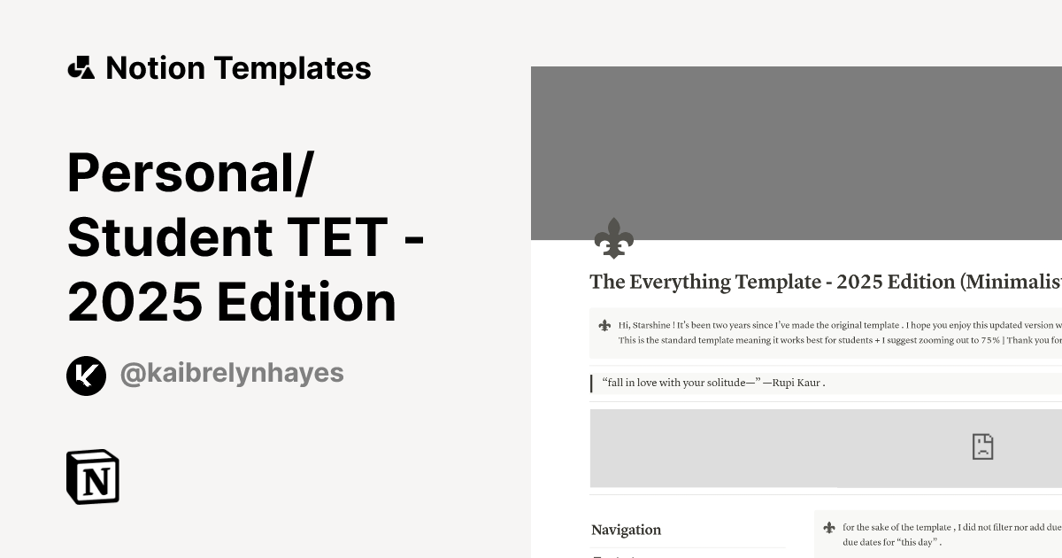 Personal/Student TET - 2025 Edition Template by Kaibrelyn Hayes ...