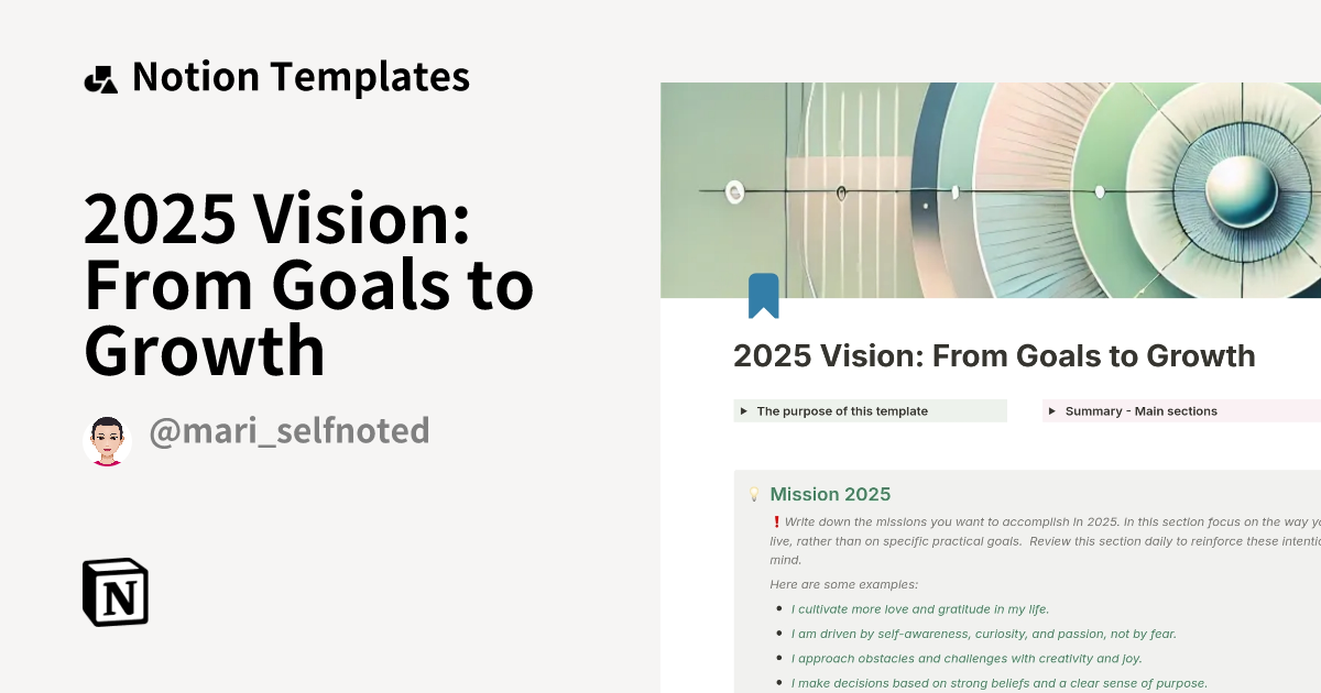 2025 Vision From Goals To Growth Template By Mari Self Noted