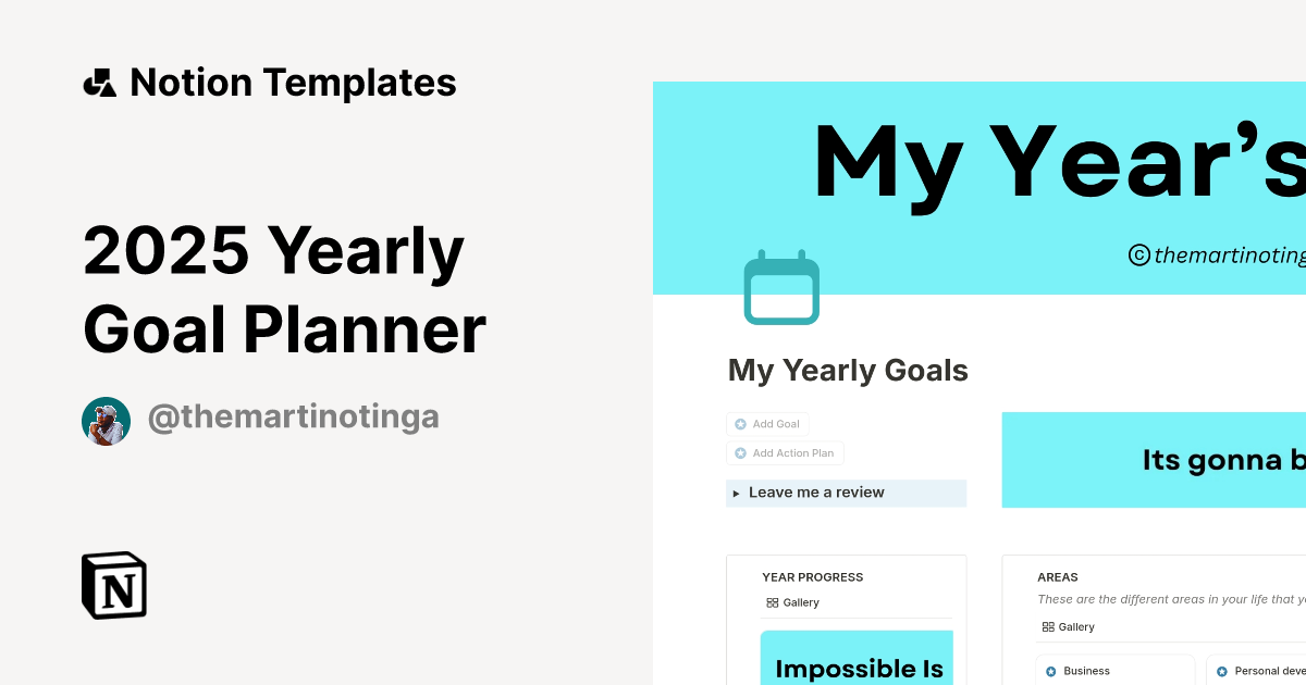 2025 Yearly Goal Planner Template | Notion Marketplace