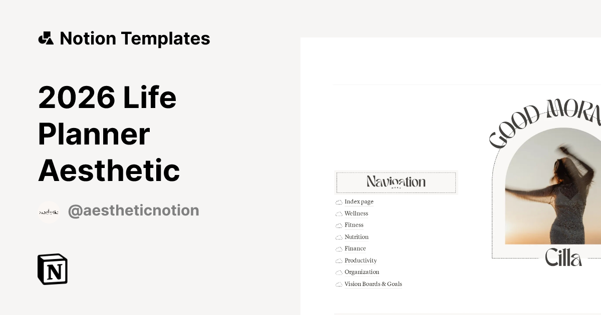 2026 Life Planner Aesthetic Template by My Aesthetic Notion | Notion ...