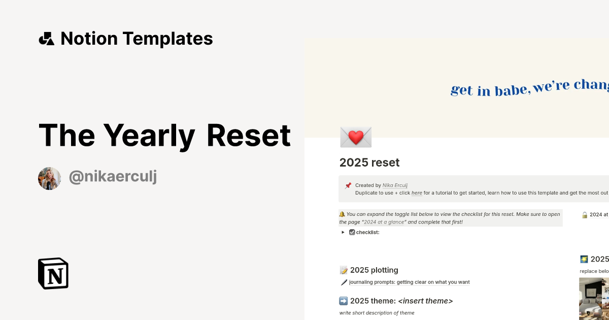 The Yearly Reset Template | Notion Marketplace