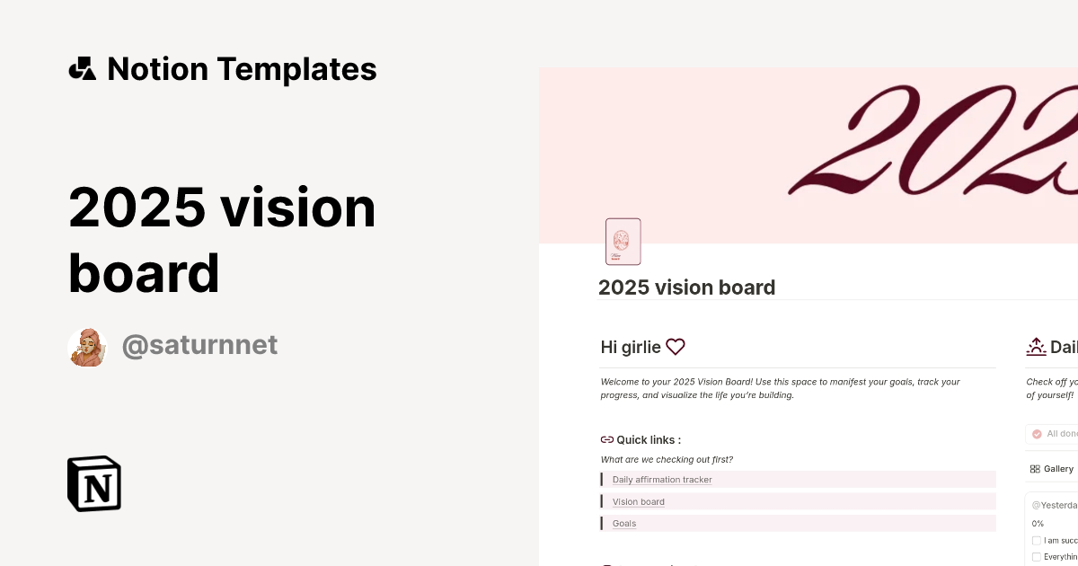 2025 vision board Template | Notion Marketplace