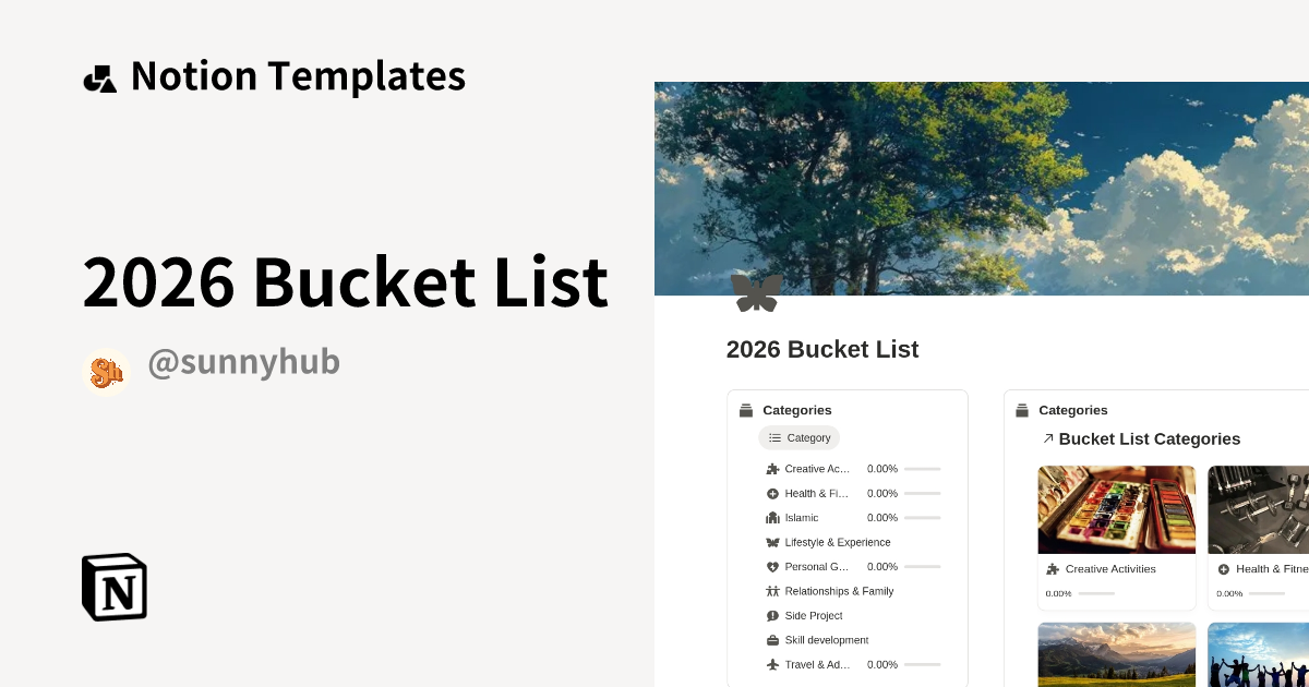 2026 Bucket List Template | Notion Marketplace