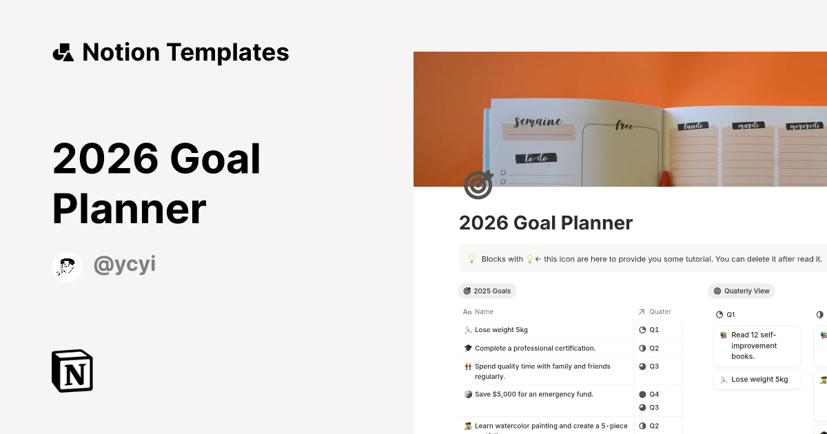 2026 Goal Planner Template | Notion Marketplace
