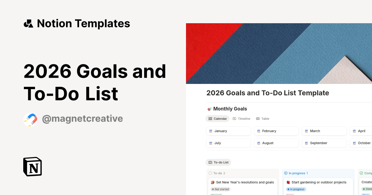 2026 Goals and To-Do List Template | Notion Marketplace