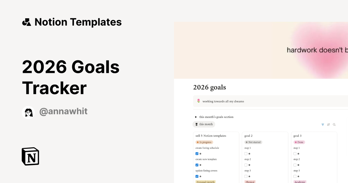 2026 Goals Tracker Template | Notion Marketplace