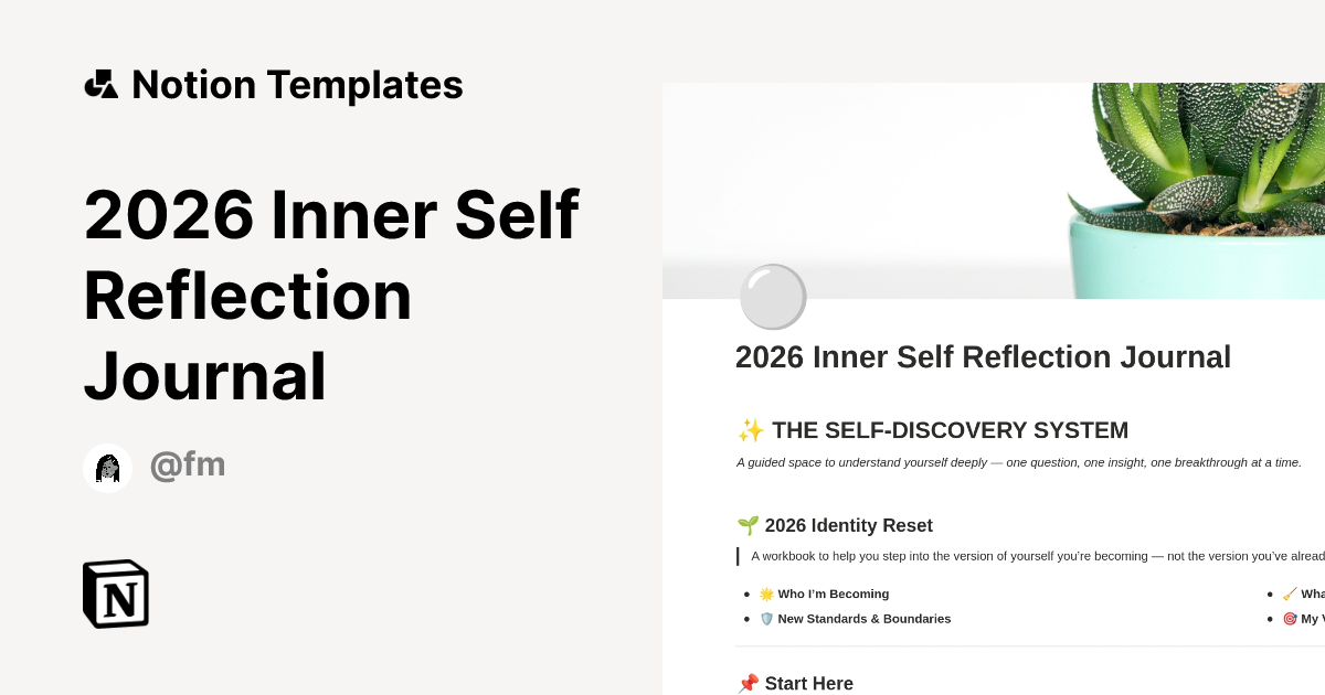 2026 Inner Self Reflection Journal Template by FM | Notion Marketplace