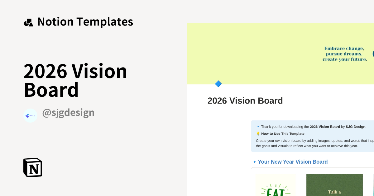 2026 Vision Board Template by SJG design | Notion Marketplace
