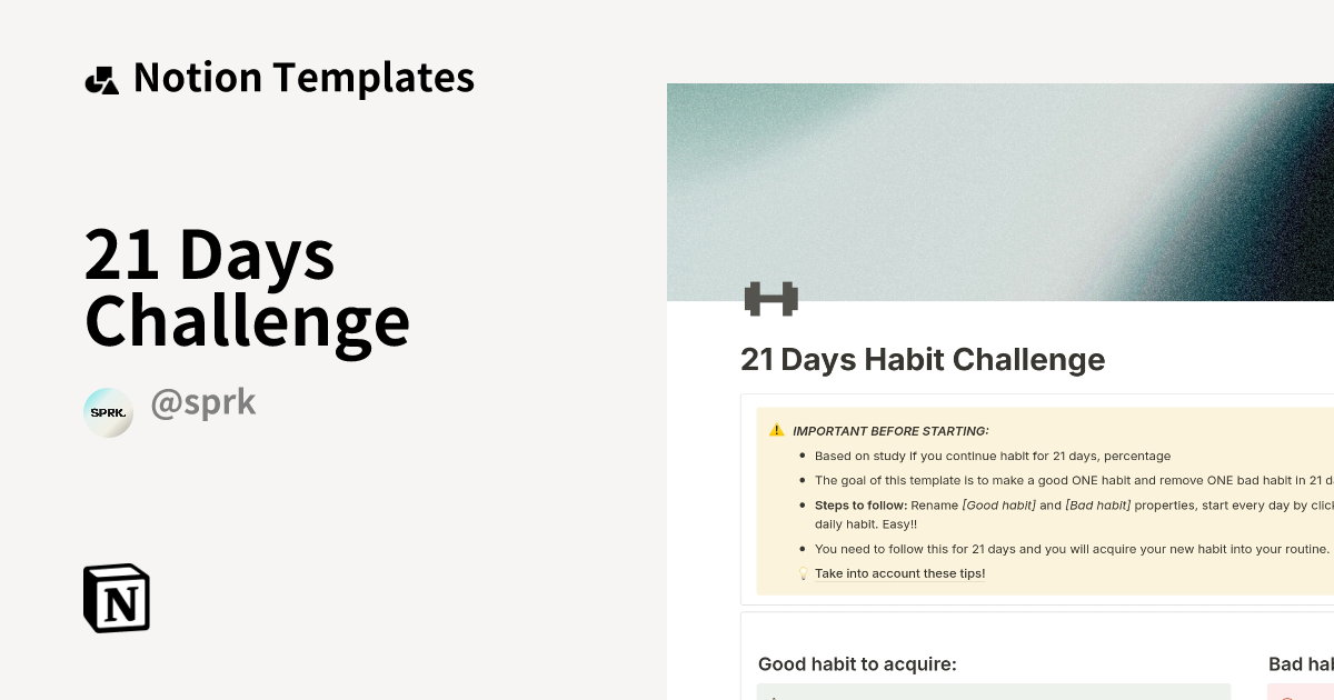 21 Days Challenge Template | Notion Marketplace
