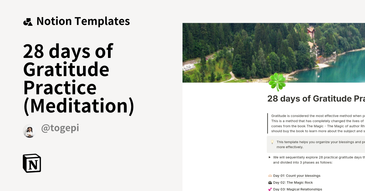 28 days of Gratitude Practice (Meditation) Template by TogepiLinhVuu ...