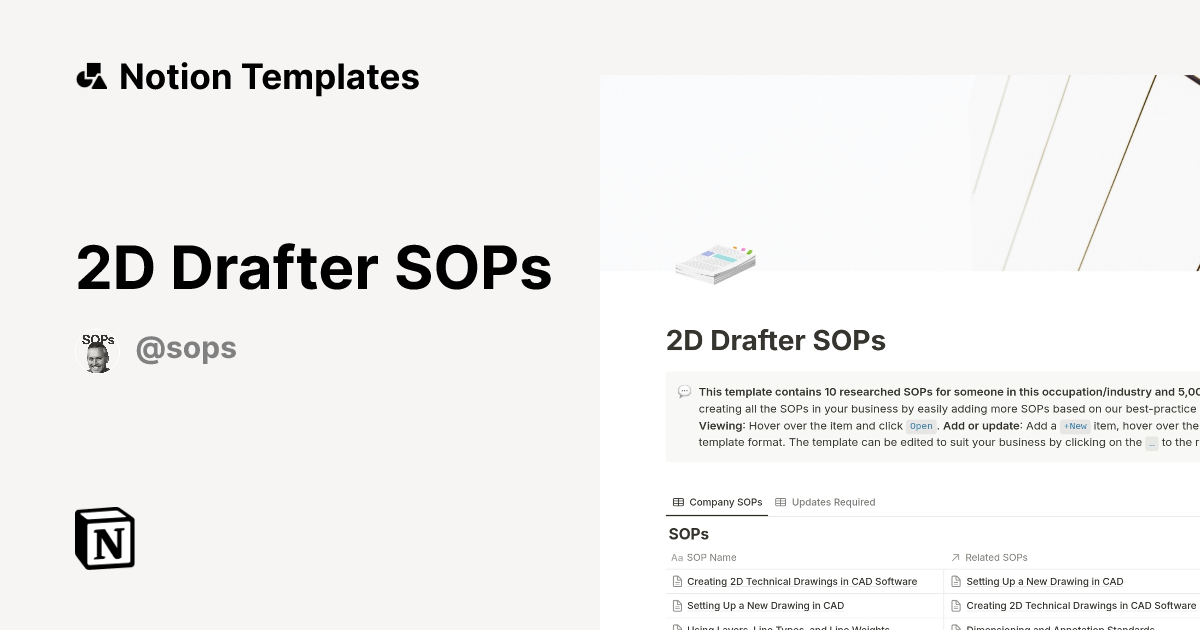 2D Drafter SOPs Template by SOPs | Notion Marketplace