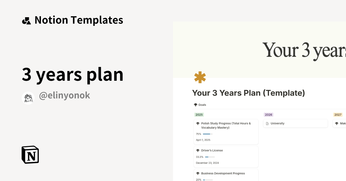 3 years plan Template | Notion Marketplace