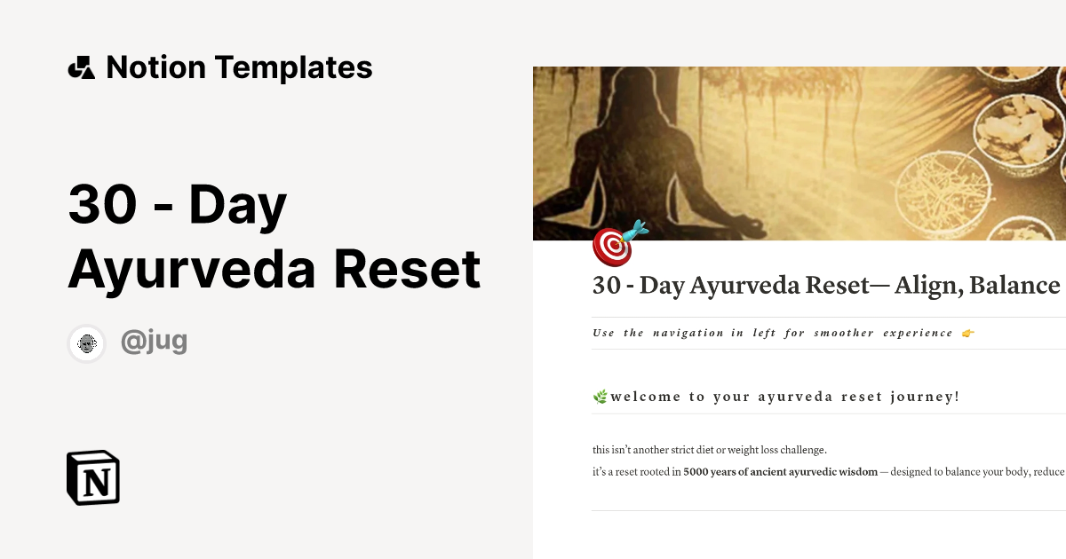 30 - Day Ayurveda Reset Template | Notion Marketplace