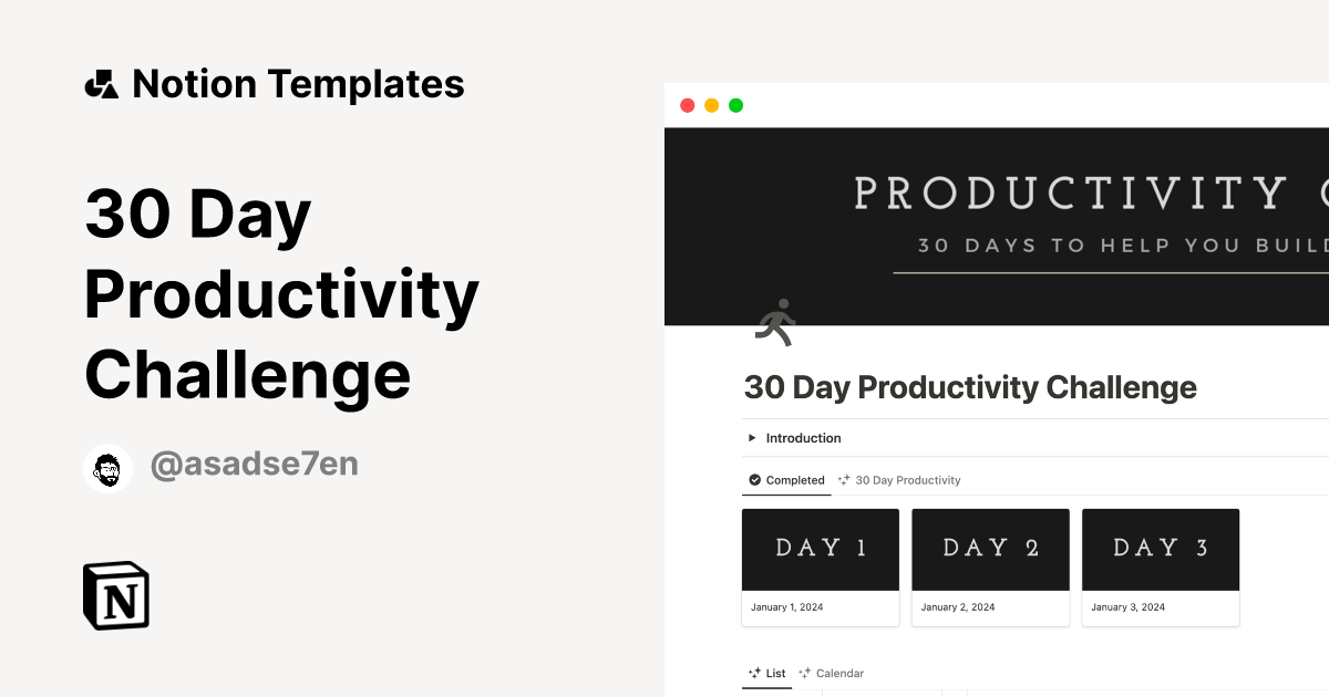 30 Day Productivity Challenge Template by AsAd | Notion Marketplace