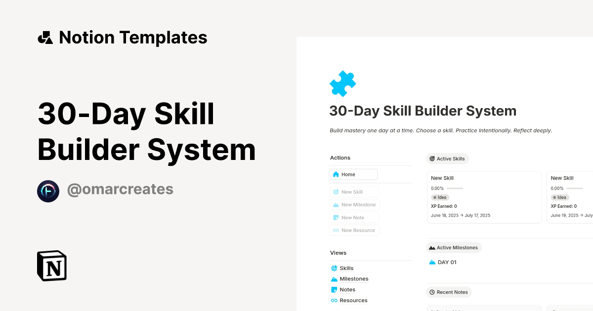 30-Day Skill Builder System Template | Notion Marketplace