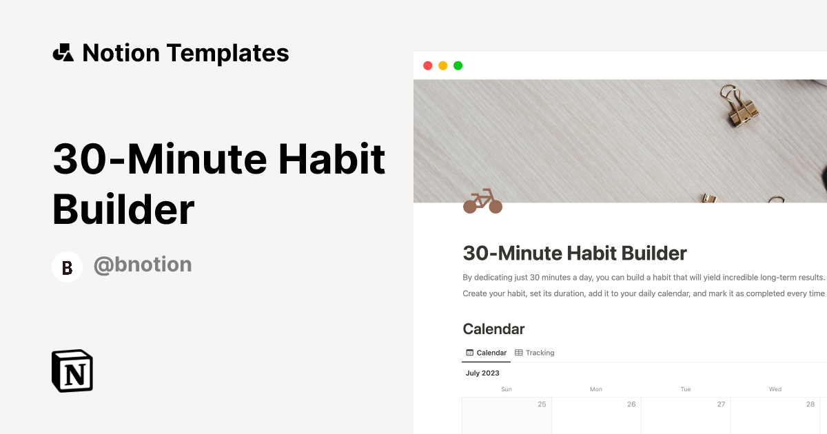 30-Minute Habit Builder Template by BNotion | Notion Marketplace