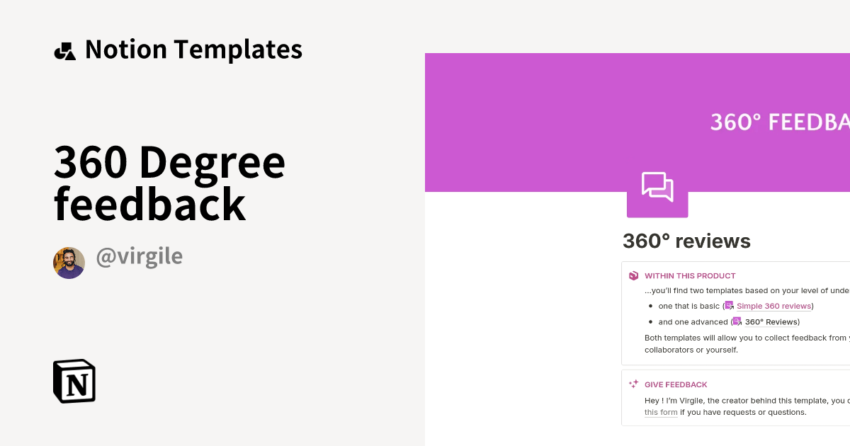 360 Degree feedback Template by Virgile | Notion Marketplace