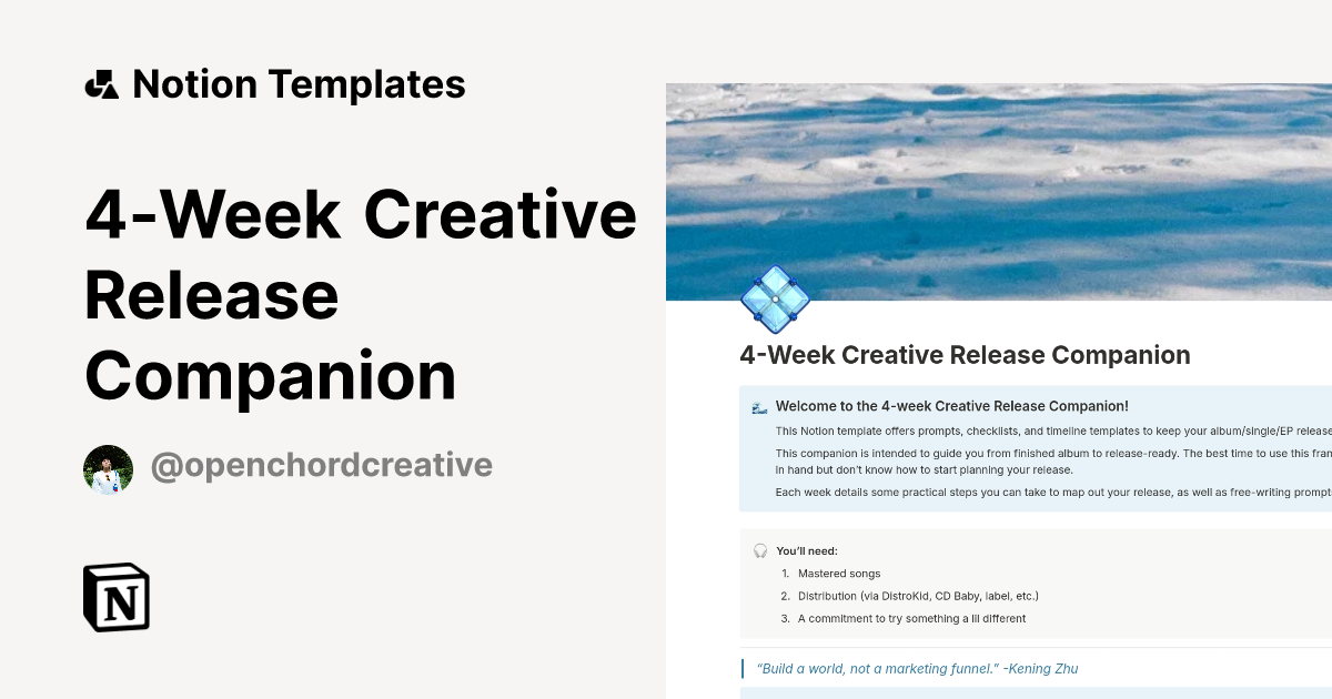 4-Week Creative Release Companion Template | Notion Marketplace