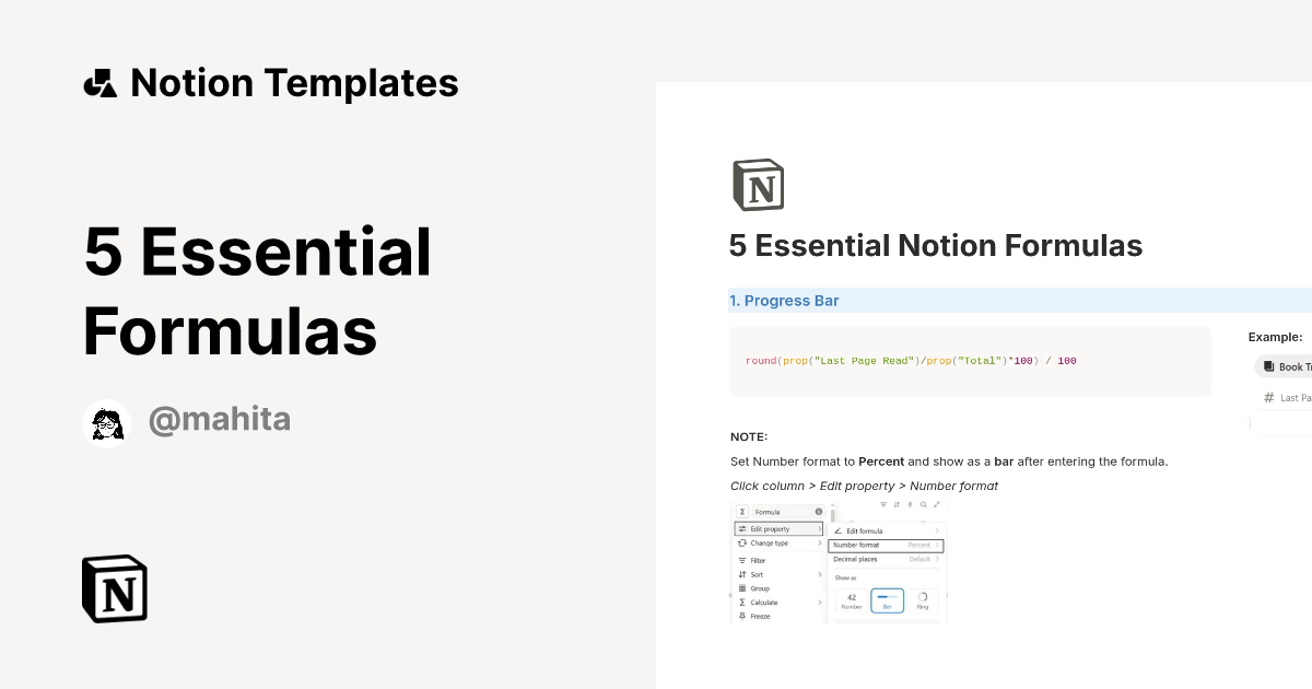 5 Essential Formulas Template | Notion Marketplace