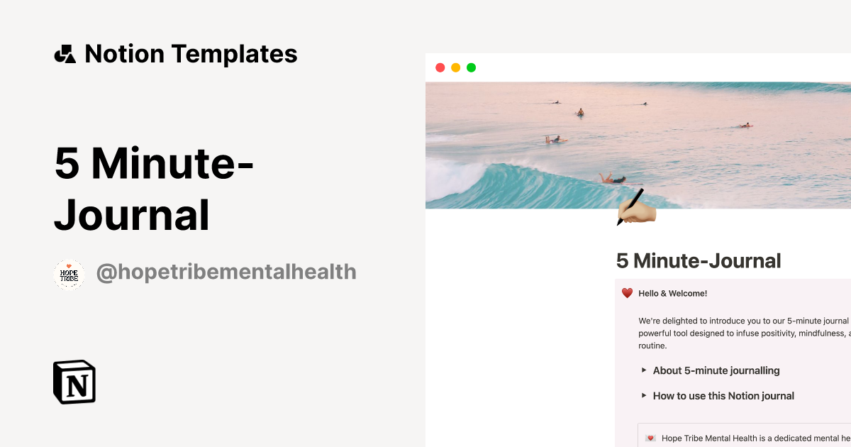 5 Minute-Journal Template | Notion Marketplace