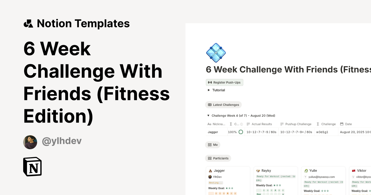 6 Week Challenge With Friends (Fitness Edition) Template by ylhdev ...