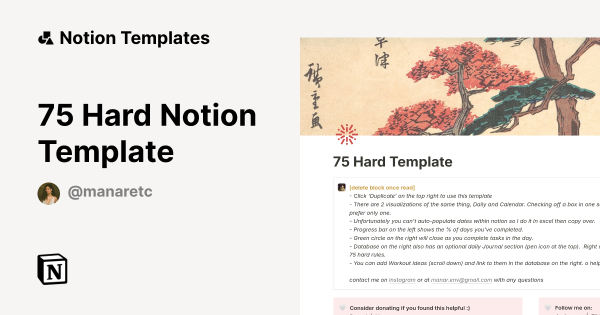 75 Hard Notion Template Template | Notion Marketplace