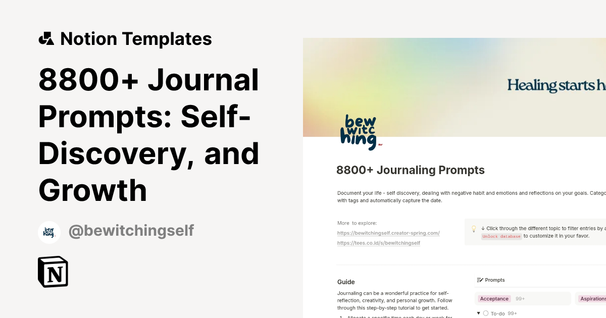 8800+ Journal Prompts: Self-Discovery, and Growth Template by ...