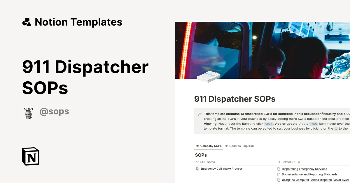 911 Dispatcher SOPs Template by SOPs | Notion Marketplace