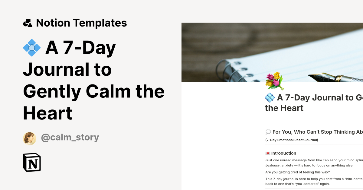 💠 A 7-Day Journal to Gently Calm the Heart Template by calm_story ...