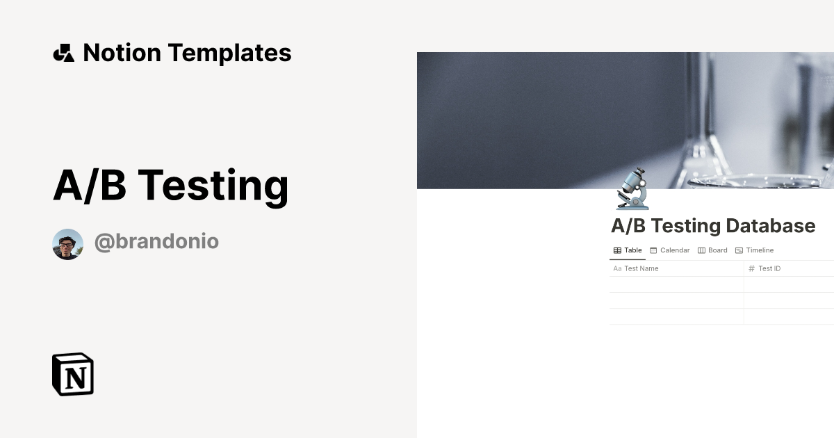 A/B Testing Template | Notion Marketplace