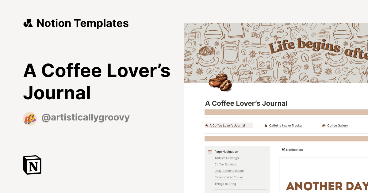 A Coffee Lover’s Journal Template | Notion Marketplace