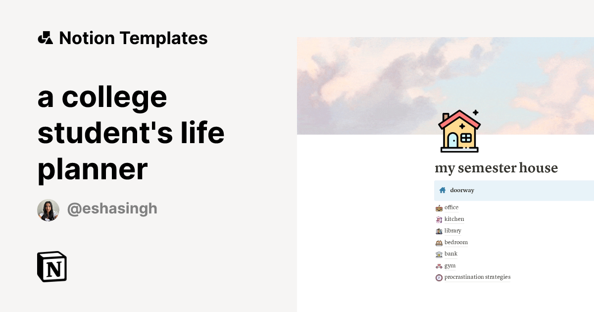 a college student's life planner Template by esha singh | Notion ...
