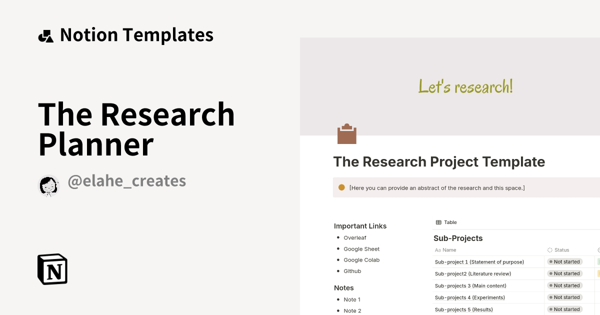The Research Planner Template | Notion Marketplace