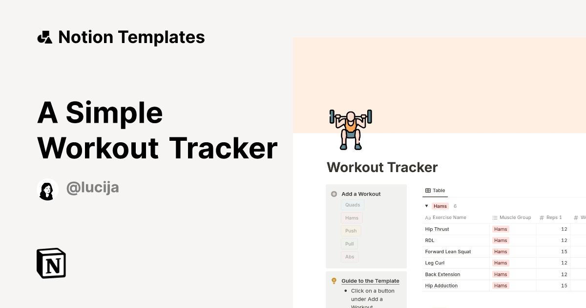 A Simple Workout Tracker Template | Notion Marketplace